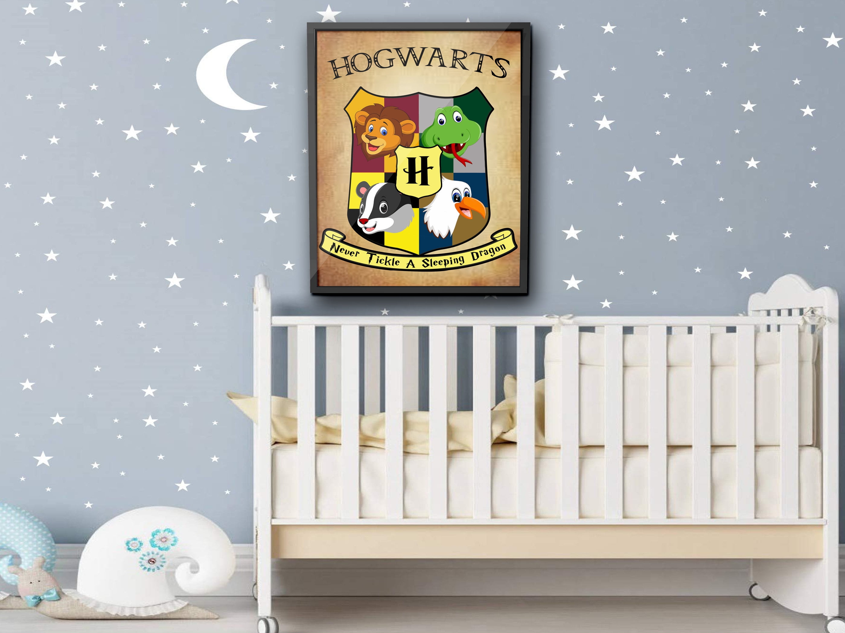 Poster Cute Harry Potter Hogwarts Crest New Baby Nursery Kids Bedroom ...
