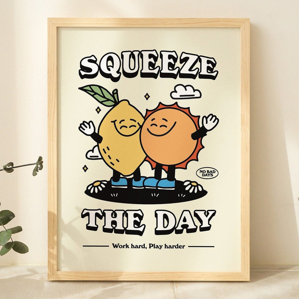 Poster Cute Retro Poster, Squeeze The Day Print, Retro Positivity Quote ...