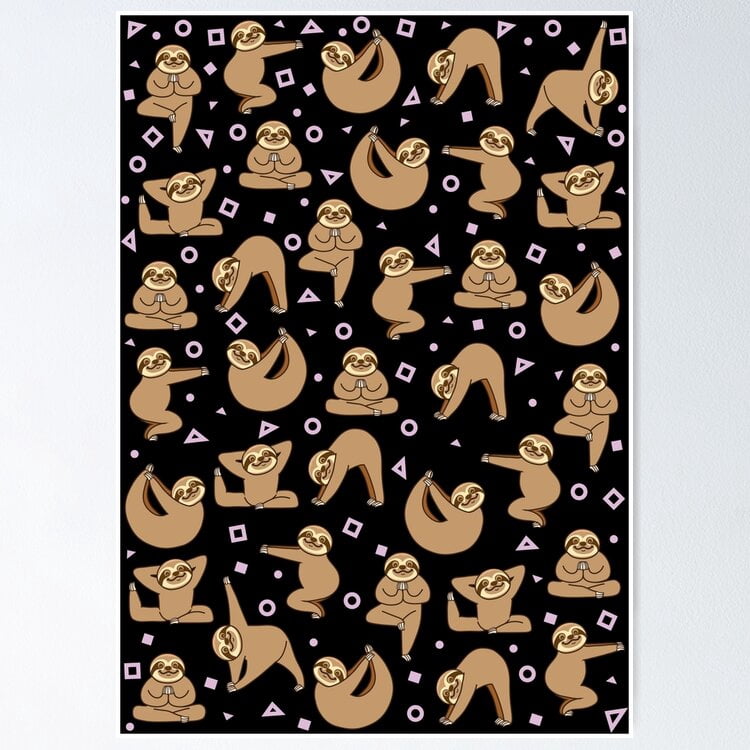 Poster Cute Sloths Yoga Poster - No Framed, Vintage Wall Art, Hot Trend ...