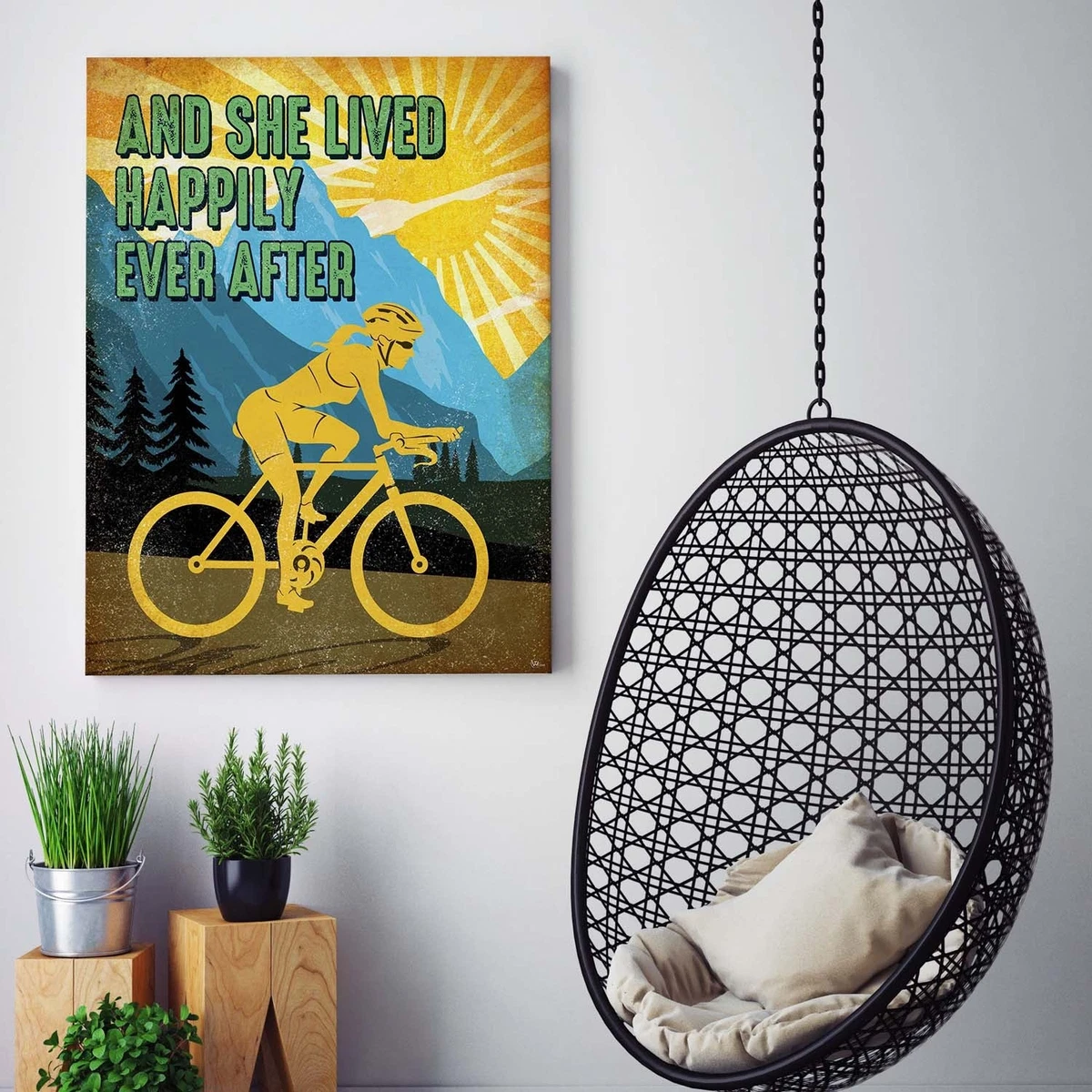 Poster Cyclist Cycling And She Lived Happily Ever Afterprint R ...