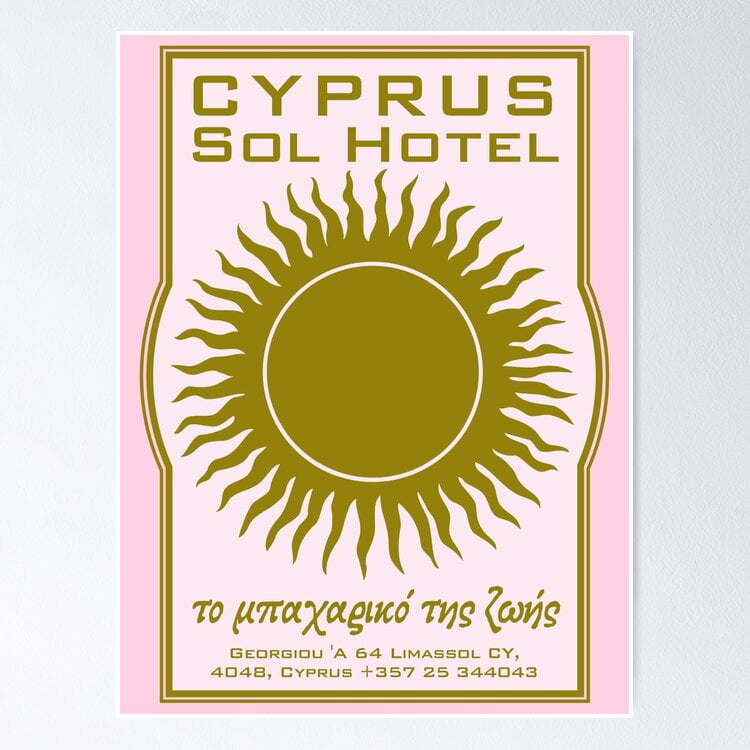 Poster Cyprus Sol Hotel Suitcase Sticker - No Framed, Vintage Wall Art ...