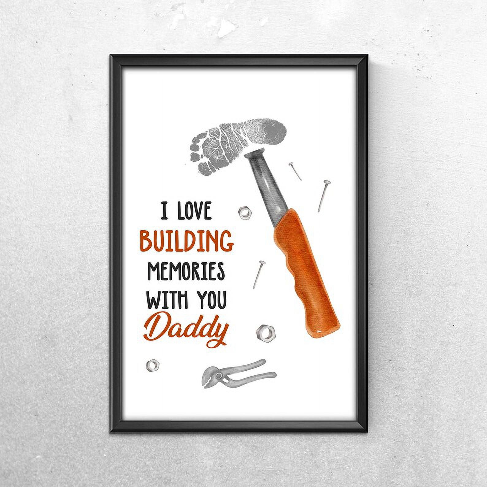 Poster Dad Footprint Handprint Art Fathers Day, Father's Day Handprint ...