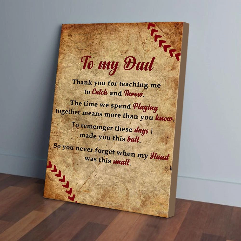 Poster To My Dad Thank You For Teaching Me To Catch And Throw Baseball ...