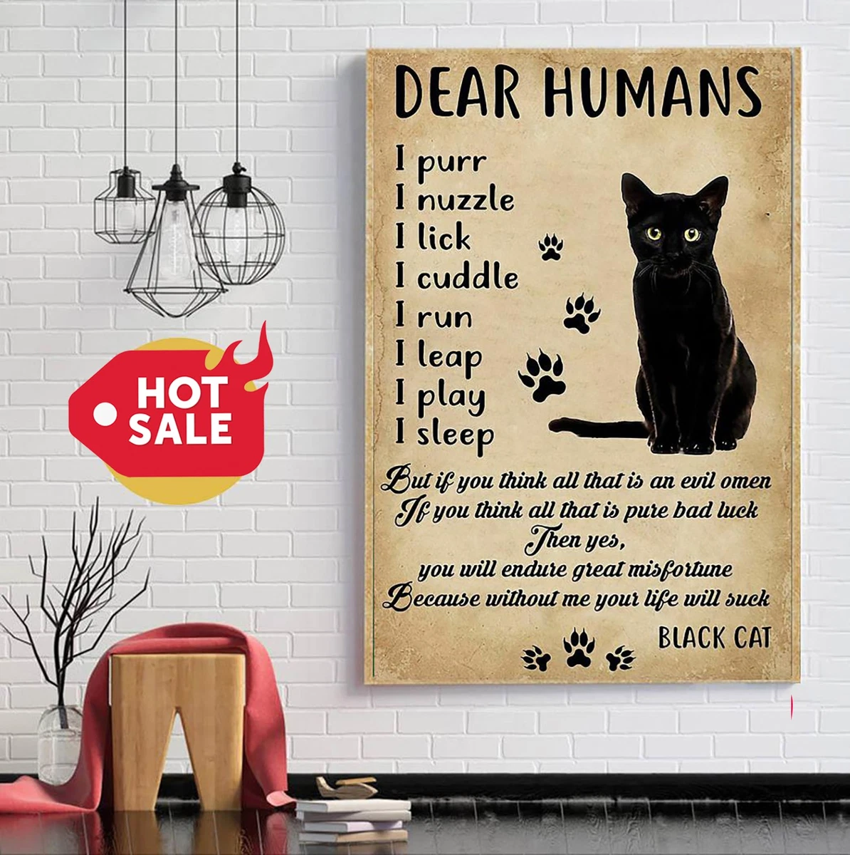 Poster Dear Human I Purr I Nuzzle From Cat, Wall Art, Unframed Prints For Home Or Office ...