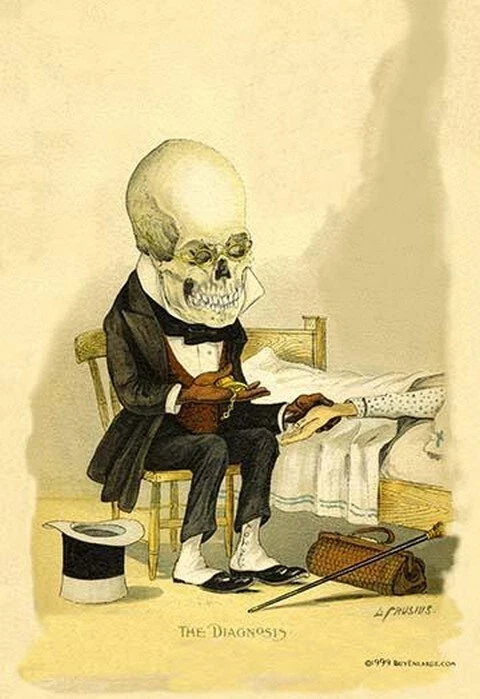 Poster Death Feels A Pulse Louis Crusius Md - Skeleton Characters Print ...