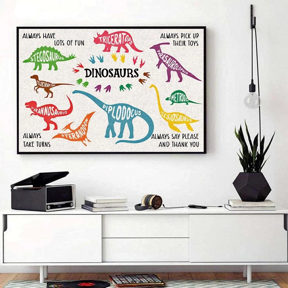 Poster Dinosaurs Alway Say Please And Thank You Horizontal Wall Art ...