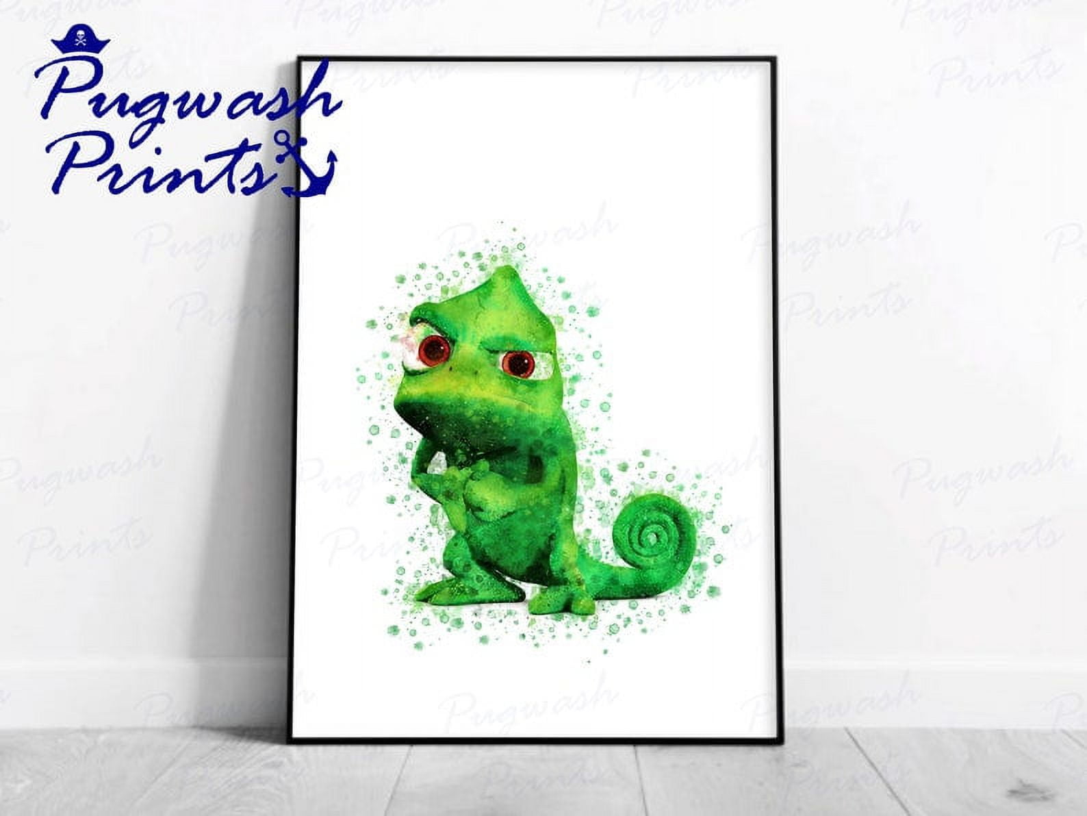 Poster Disney 'PASCAL' Rapunzel, Tangled Print Watercolour Splash Art ...