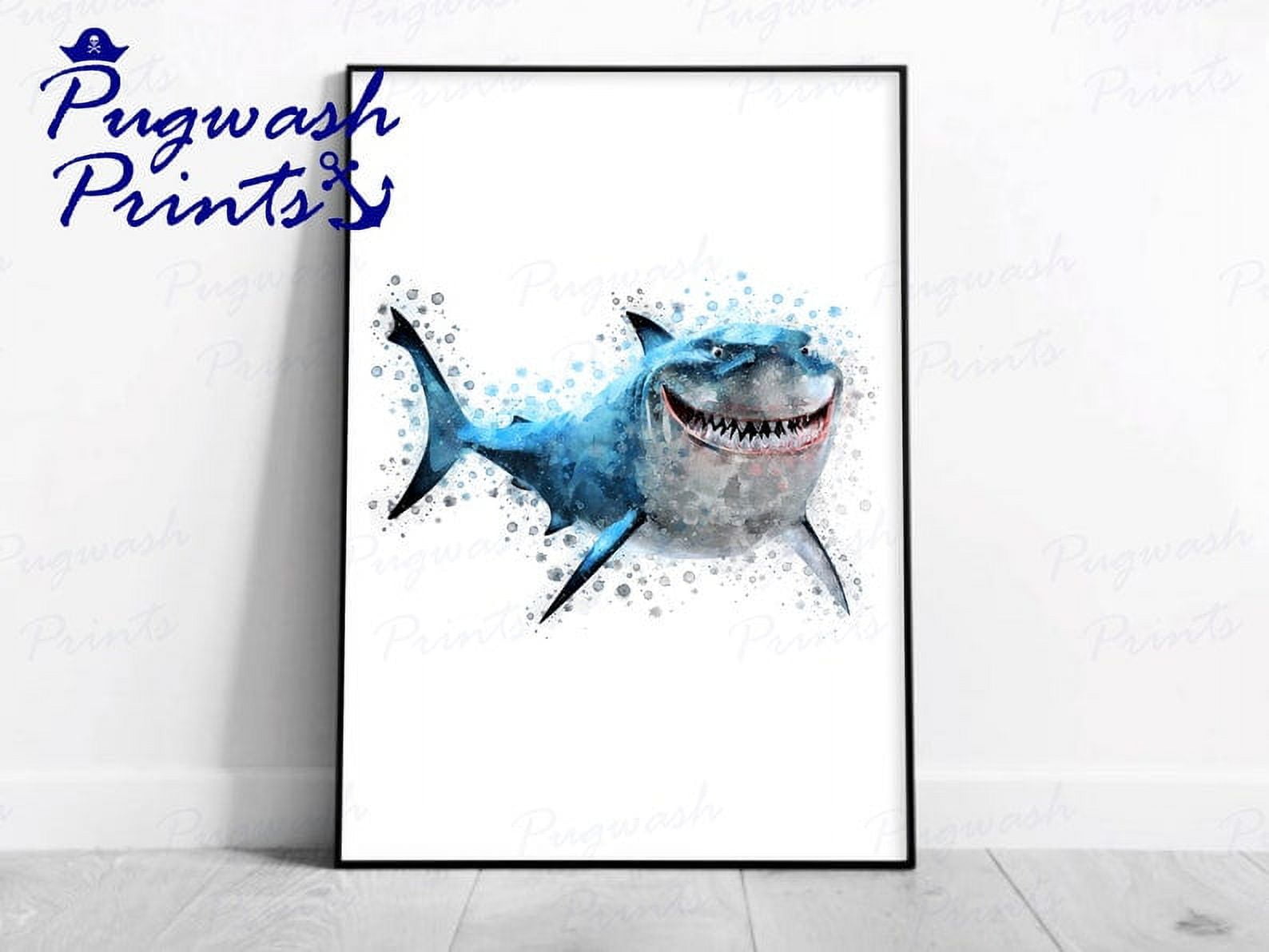 POSTER Disney Pixar 'BRUCE' Finding Nemo Character Print Watercolour ...