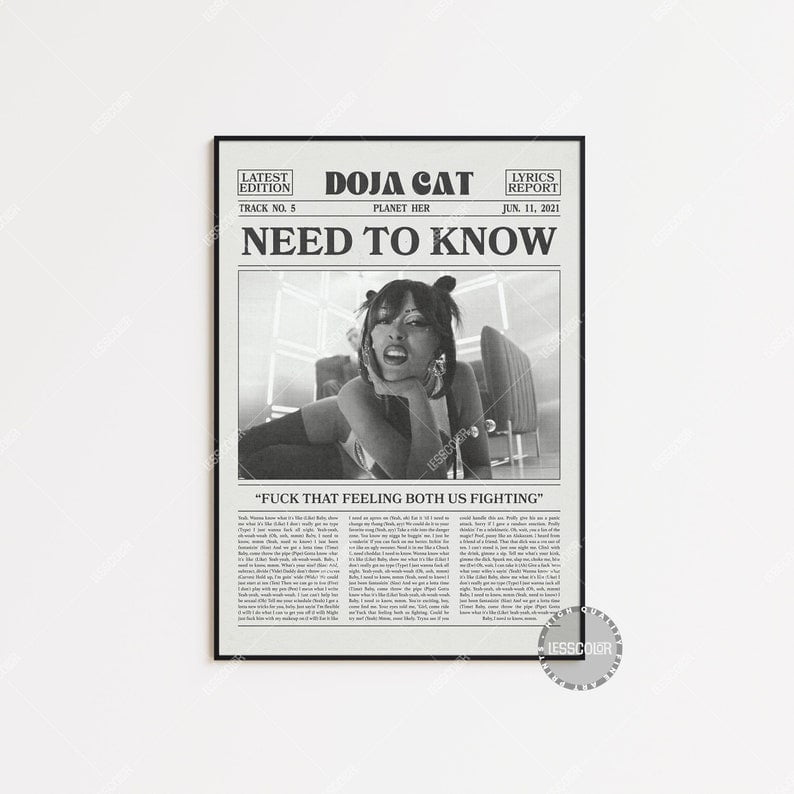 POSTER Doja Cat Retro Newspaper Print, Need to Know Poster, Need to ...