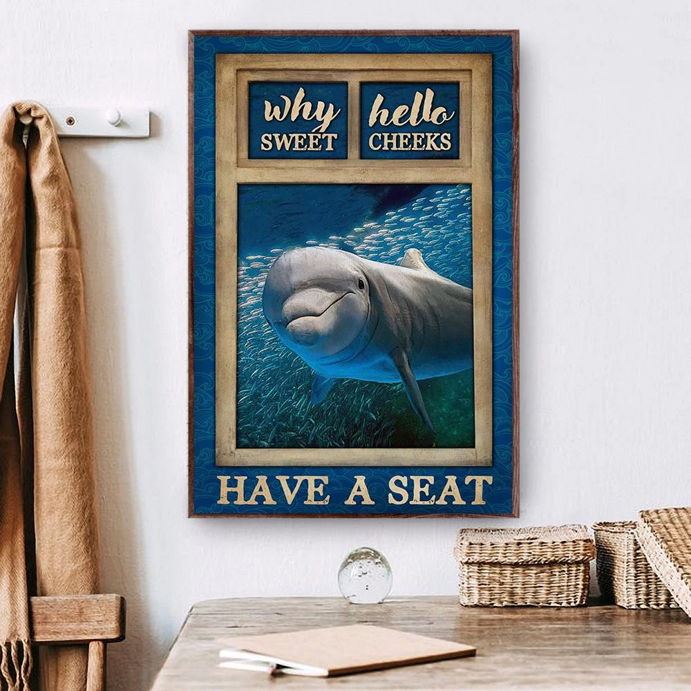 Poster Dolphin Window Why Hello Sweet Cheeks- UNFRAMED Poster Prints ...
