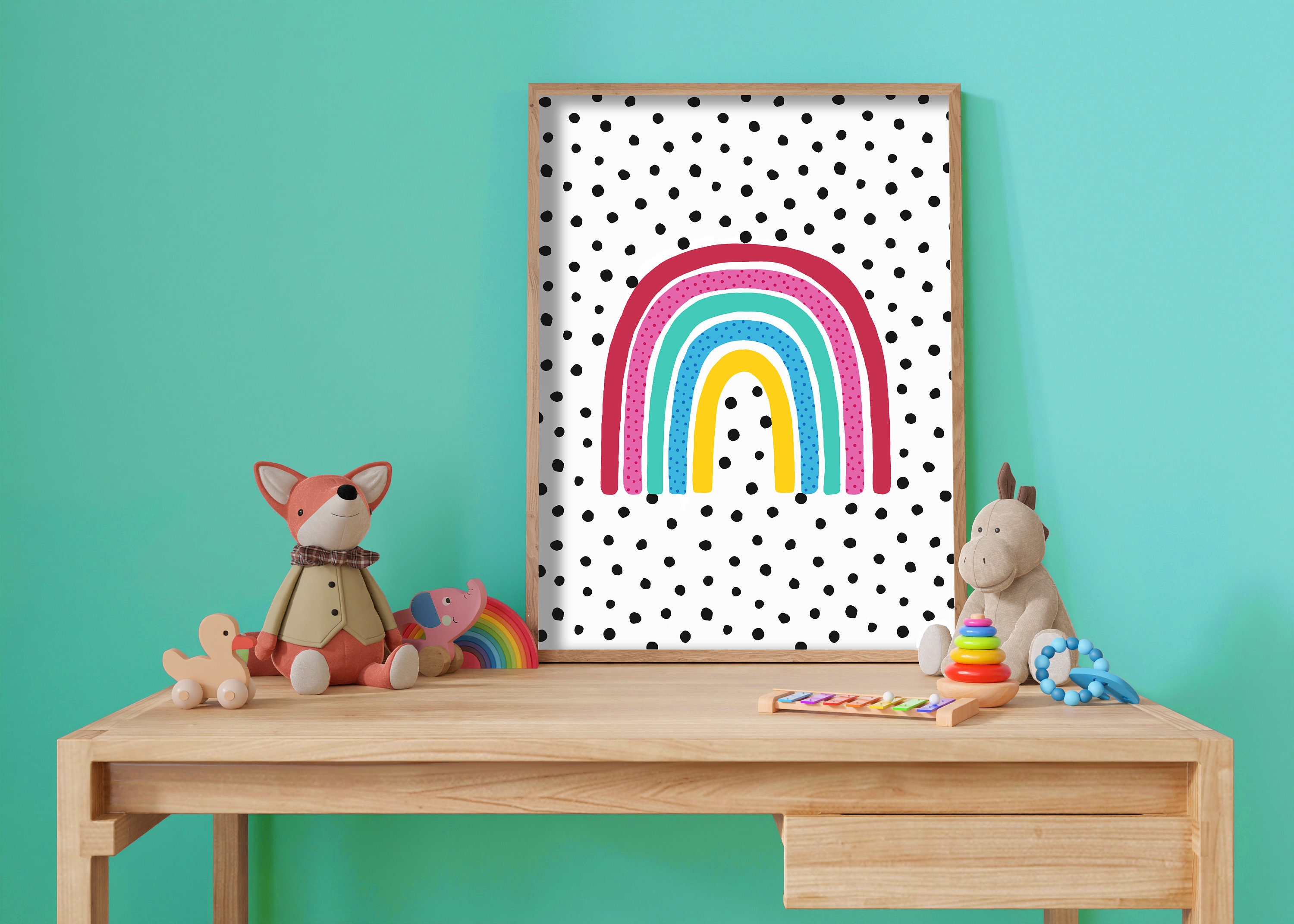 Poster Dotty Rainbow - Bright Nursery Wall Art, Playroom Print, Kids ...
