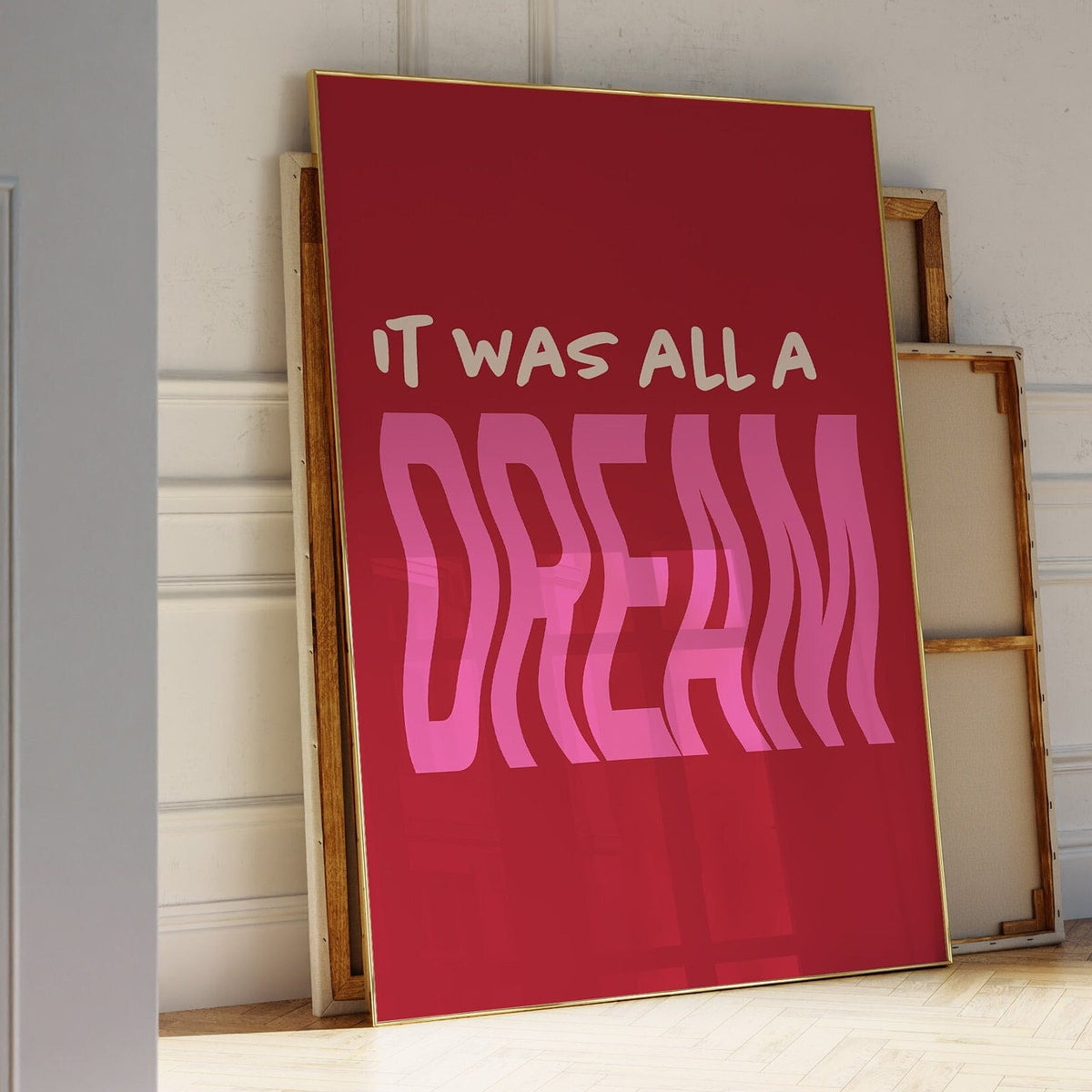 Poster It Was All A Dream Trendy Wavy Poster, Pink Retro Dorm College Apartment Wall Art, Cute ...