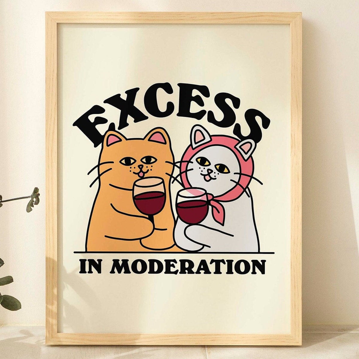 Poster Drunk Cats Wine Print, Retro Drink Alcohol Poster, Cat Excess In ...