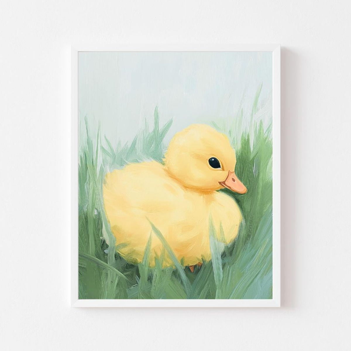 Poster Duckling In The Grass Painting | Baby Duck Wall Art Print ...