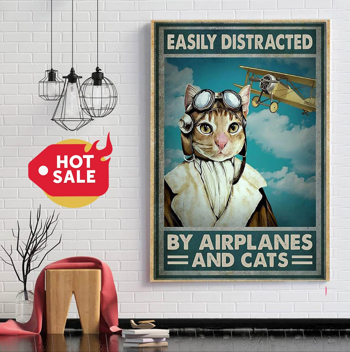Poster Easilyistracted By Airplanes And Cat Pilot- UNFRAMED Poster ...