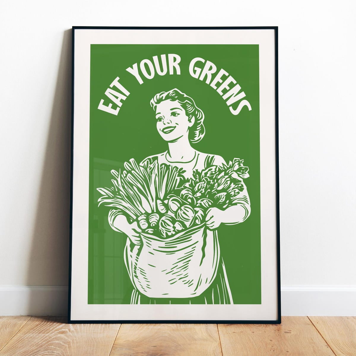 Poster Eat Your Greens Art Vegetarian Wall Art Digital Prints Kitchen ...