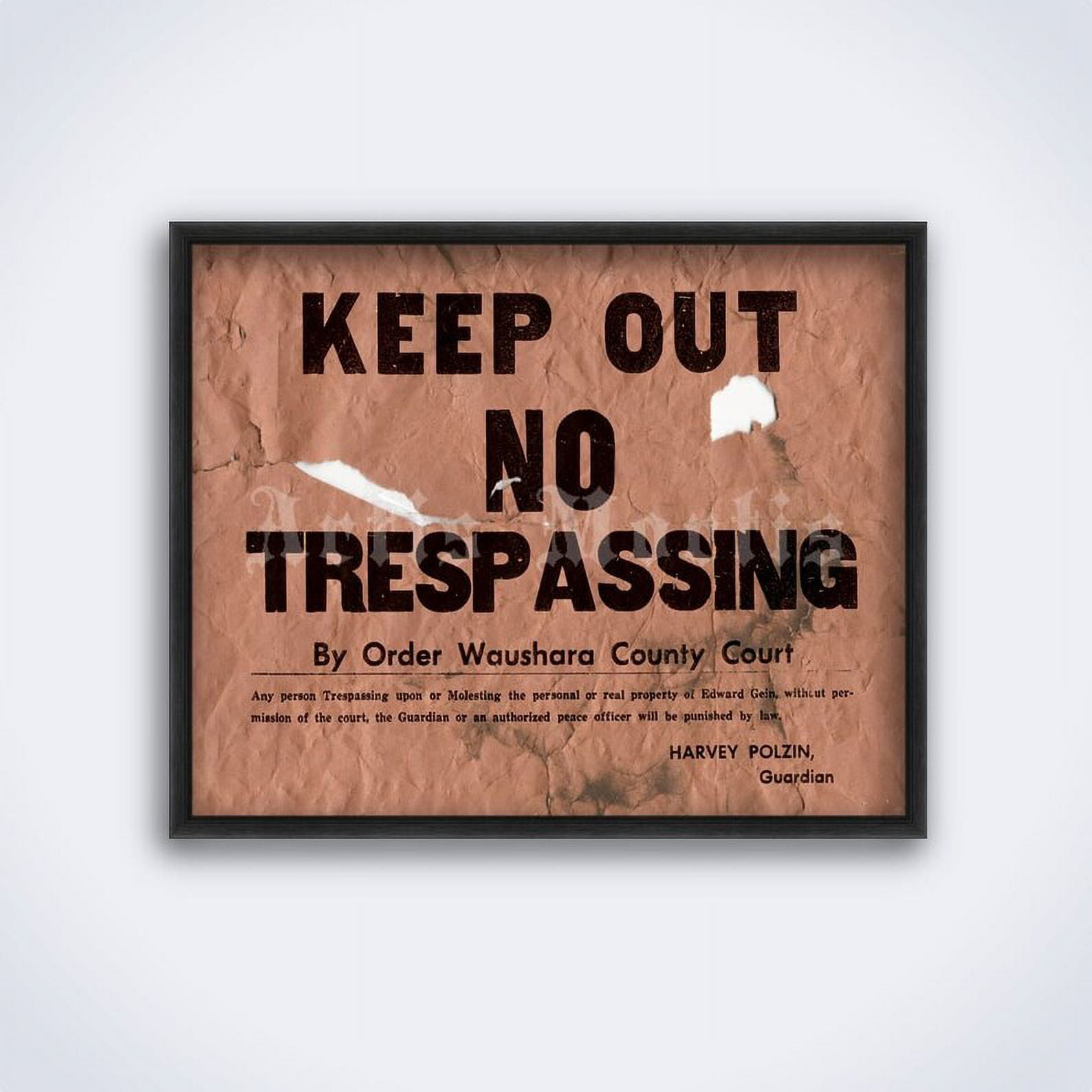 Poster Ed Gein Farm - Keep Out No Trespassing sign - vintage serial ...