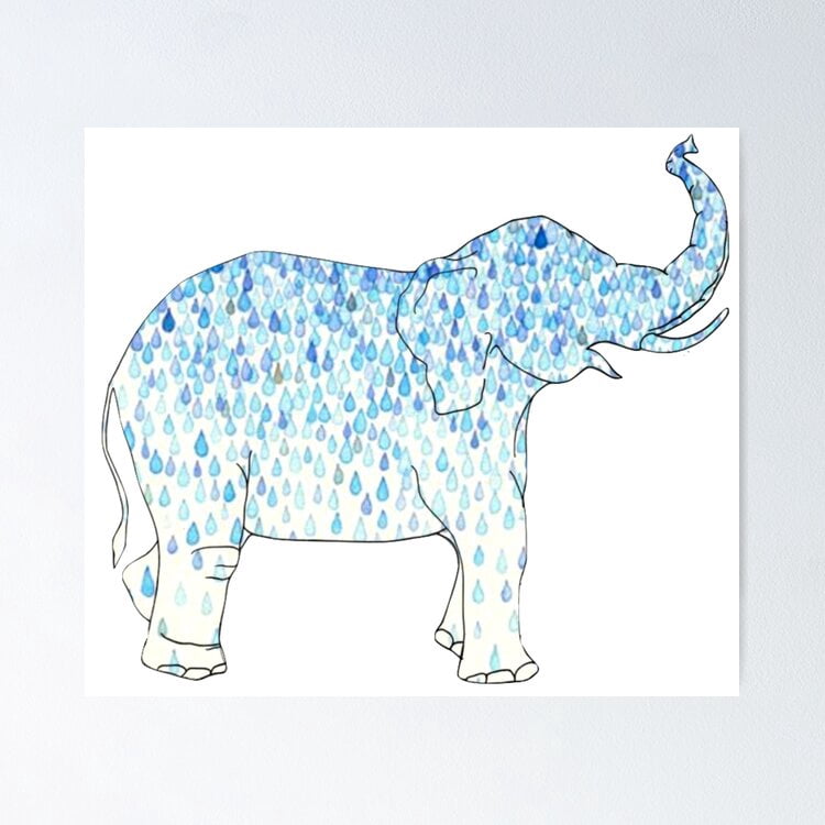 Poster Elephant Design With Raindrops Poster - No Framed, Vintage Wall ...