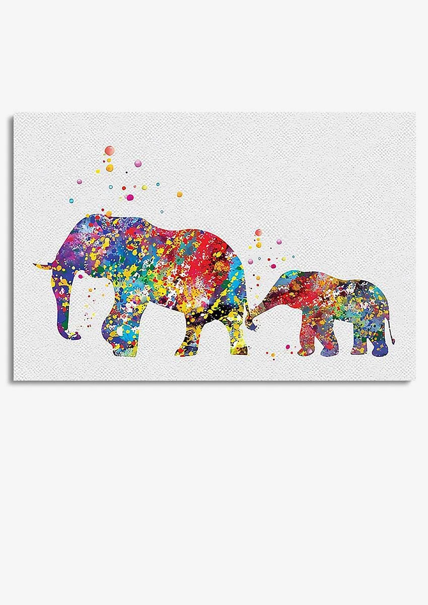 Poster Elephant Family Watercolor Wall Art For Home Decor Housewarming ...