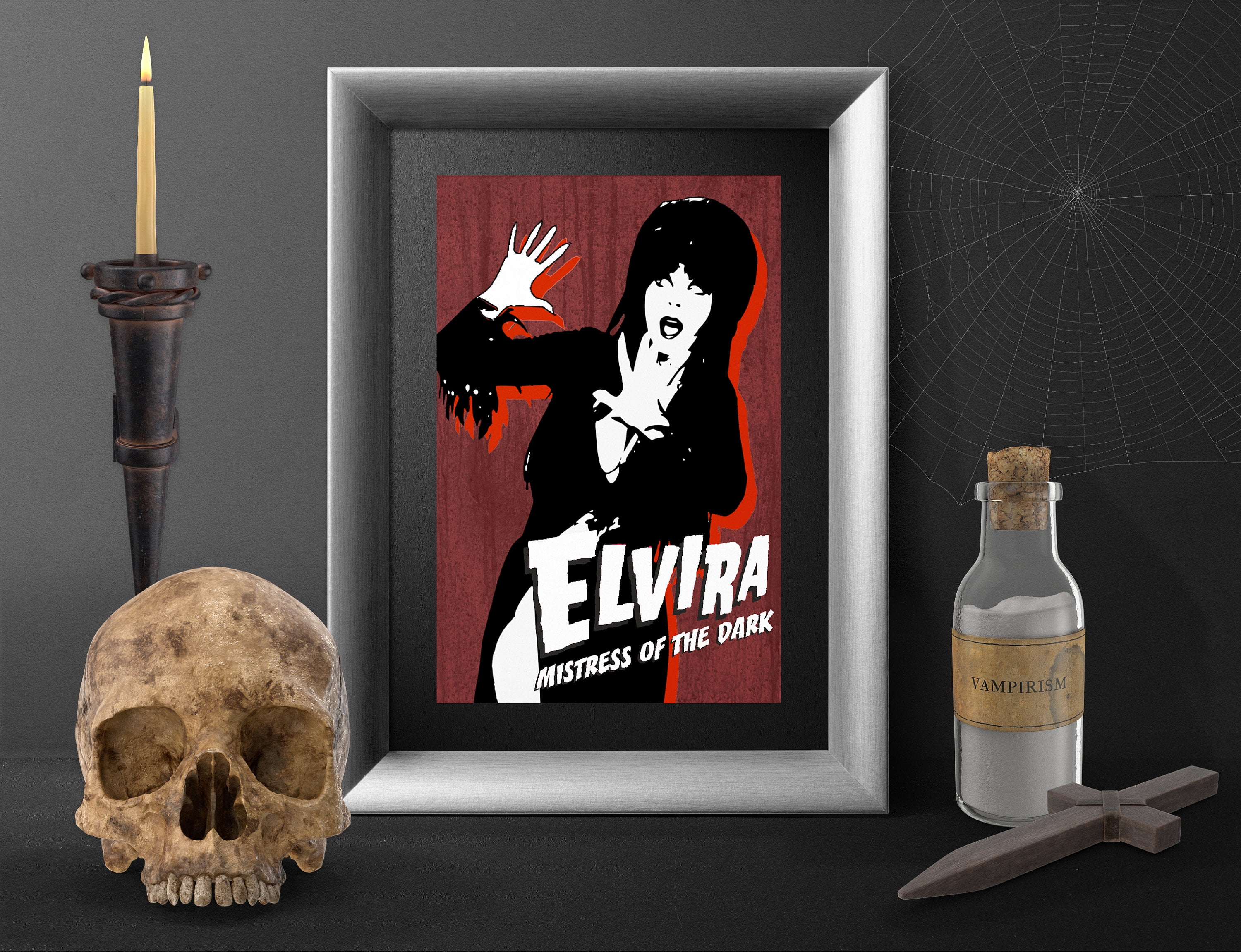 POSTER Elvira Mistress Of The Night Silhouette Cult Film Art Poster ...