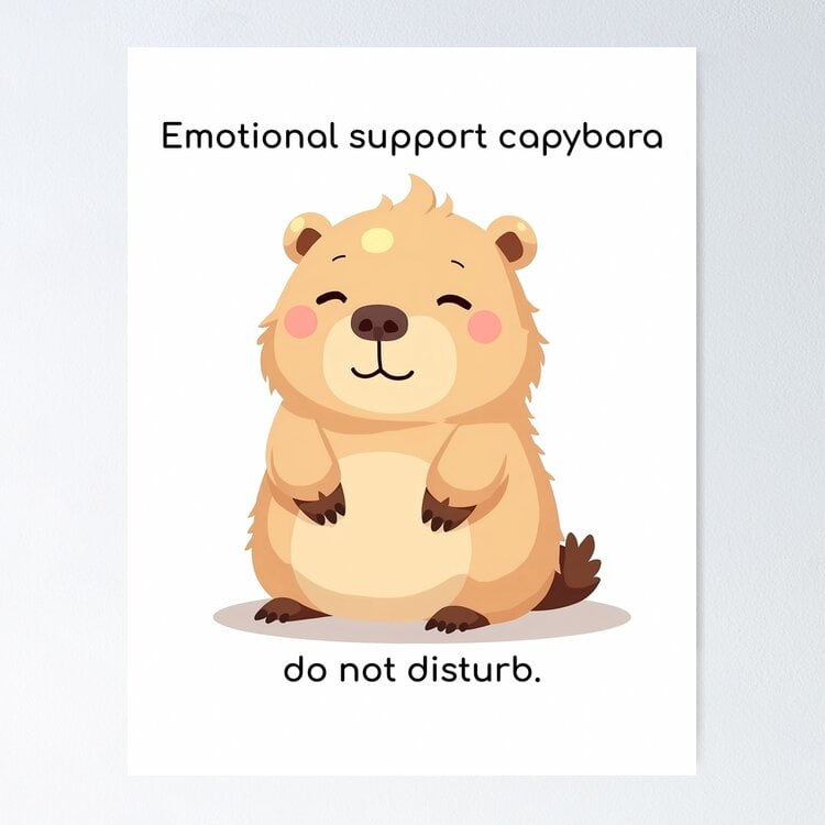 Poster Emotional Support Capybara Do Not Disturb - No Framed, Vintage ...