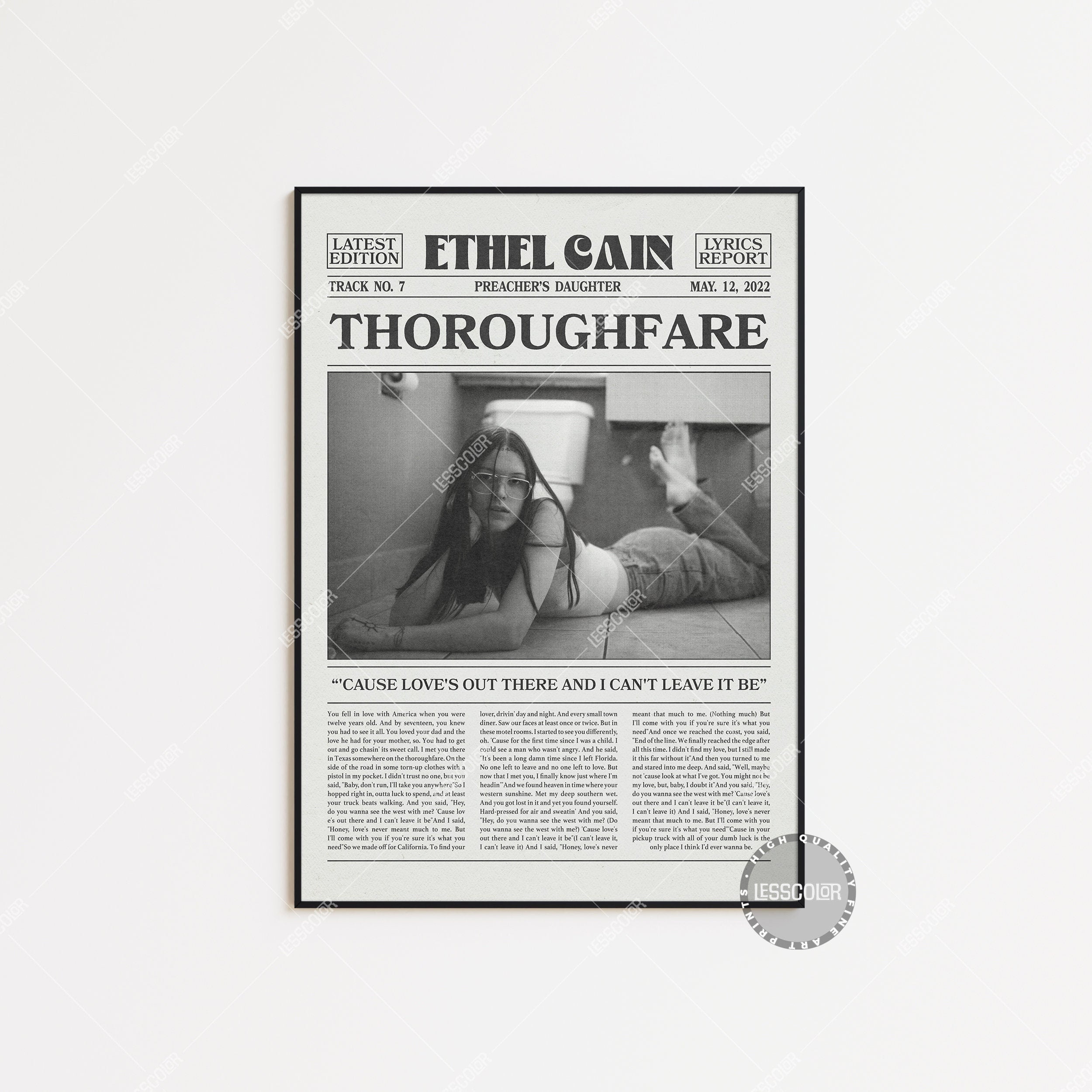 Poster Ethel Cain Retro Newspaper Print, Thoroughfare Poster ...