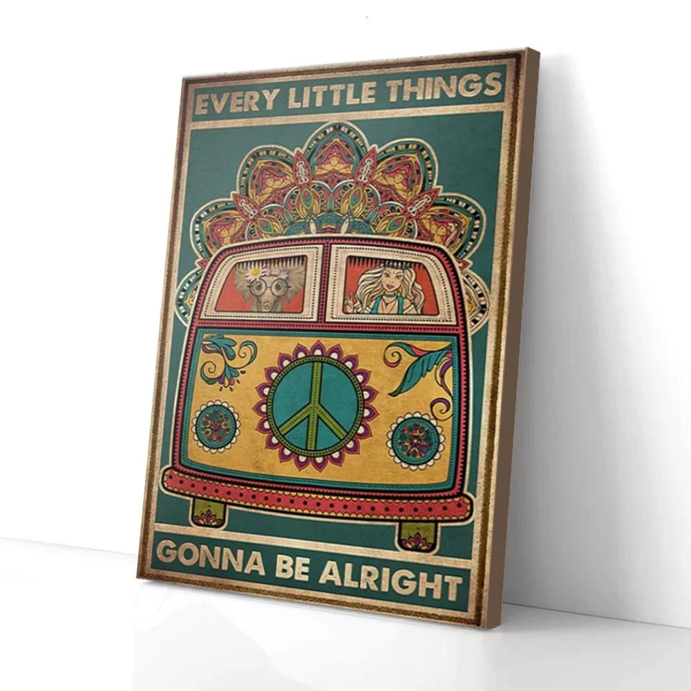 Poster Every Little Things Gonna Be Alright Girl Elephant Bus Hippiec ...