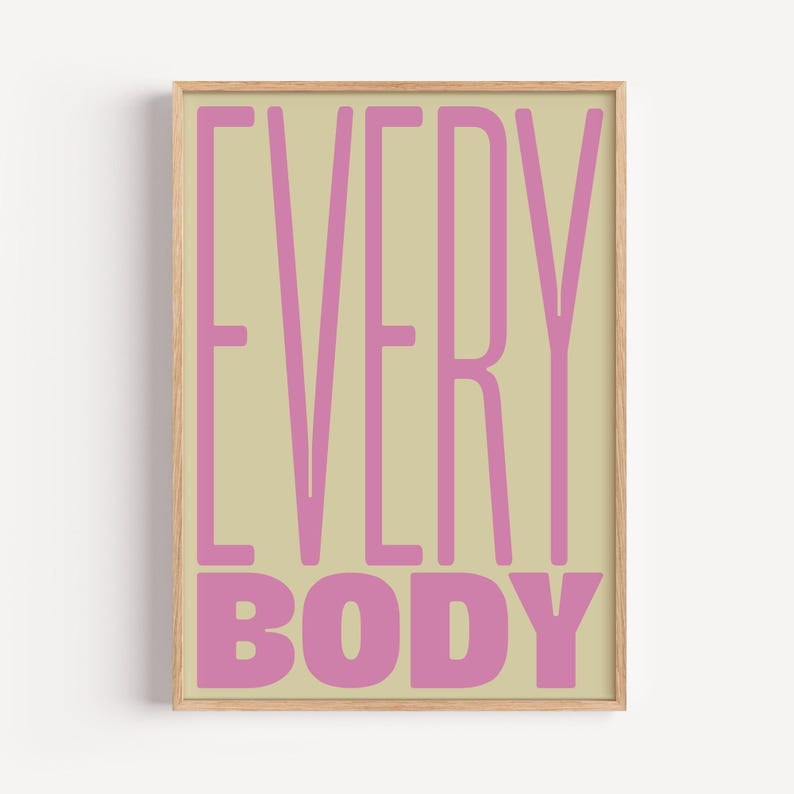 Poster EveryBody, Typography Poster in Soft Pink and Beige, Inclusive ...