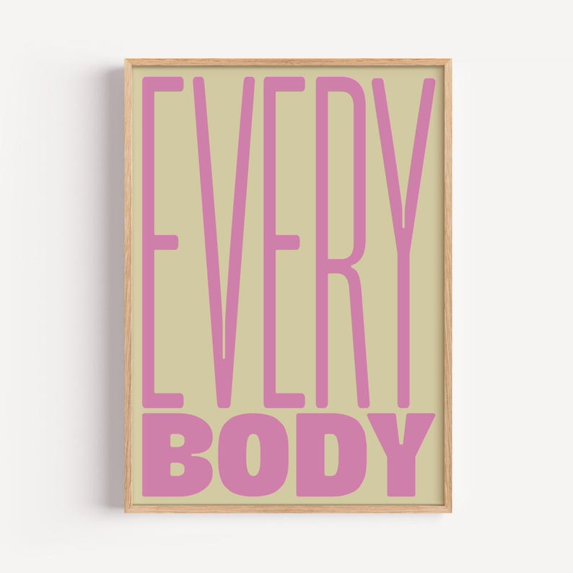 Poster EveryBody, Typography Poster in Soft Pink and Beige, Inclusive ...