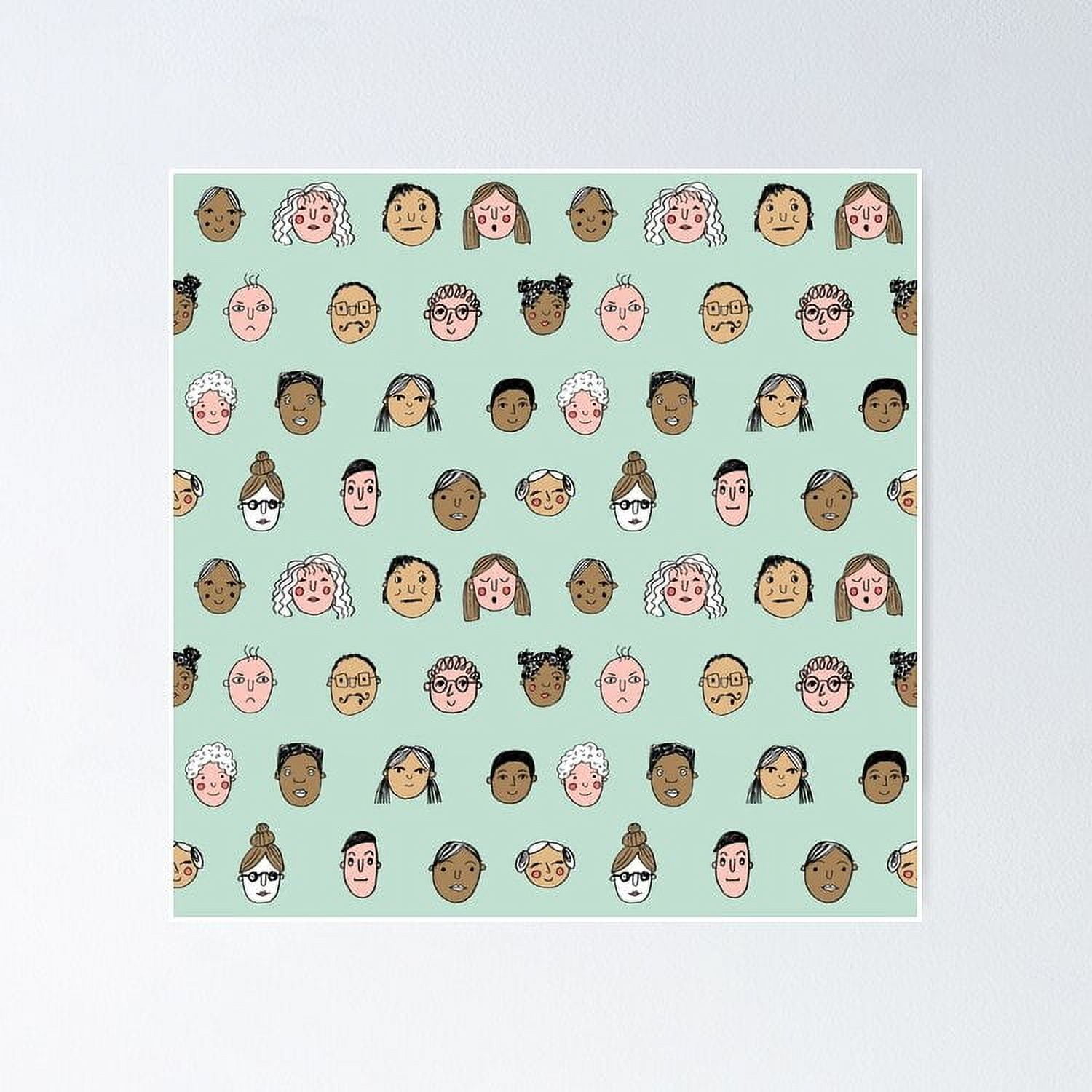 Poster Faces People Illustration Hand Drawn Different People All Shapes ...