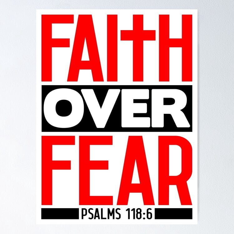 Poster Faith Over Fear - Psalm Poster - No Framed, Vintage Wall Art ...