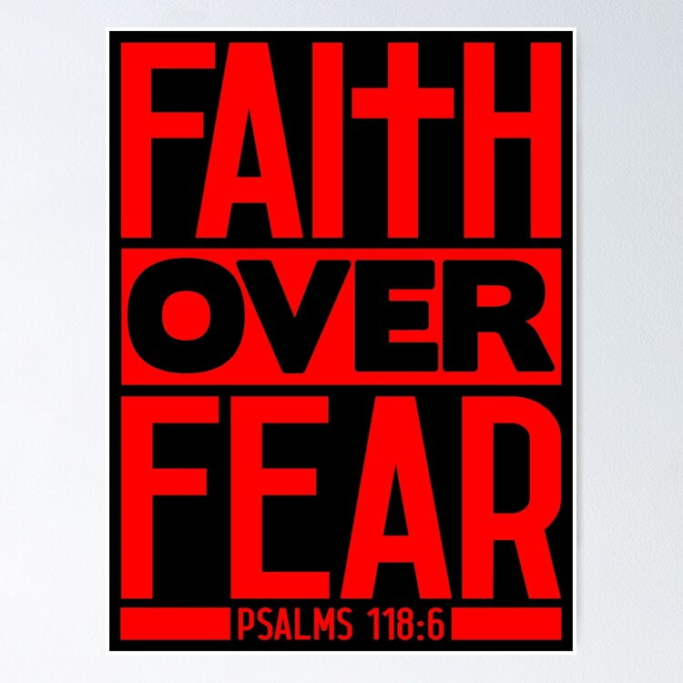 Poster Faith Over Fear - Psalm Poster - No Framed, Vintage Wall Art ...