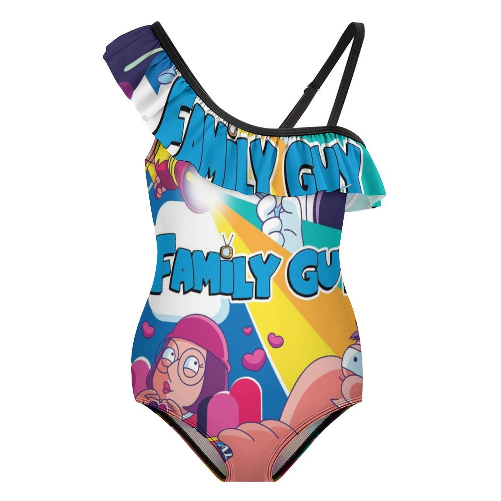 Poster Family Guy One-Piece Swimsuit for Girls Adjustable One Shoulder ...