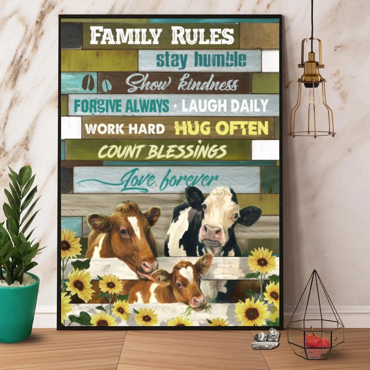 Poster Farmer Cow Family Rules Stay Humblewrapped - UNFRAMED Poster ...