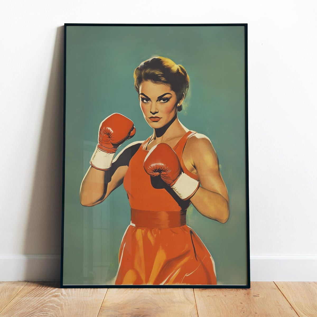 Poster Female Boxer Print Gym Wall Art Printable Woman Retro Print Home ...