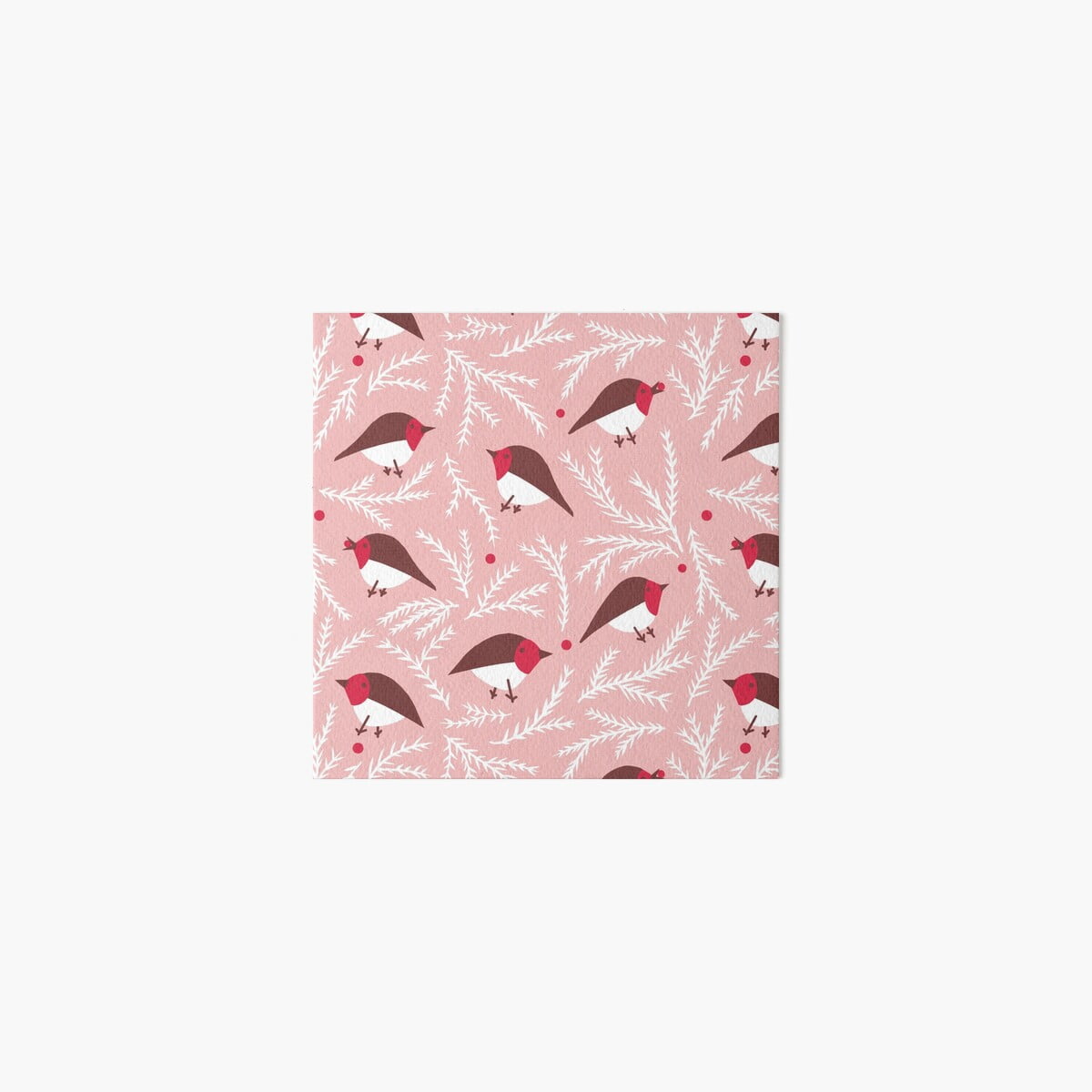 Poster Festive Robin Birds On Soft Pink Poster No Framed, 8x12 ...