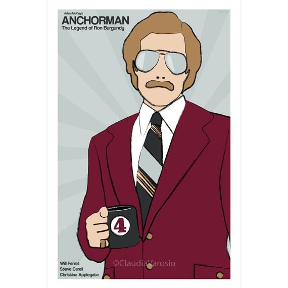 Poster Film Poster Anchorman movie print in various sizes-UNFRAMED ...