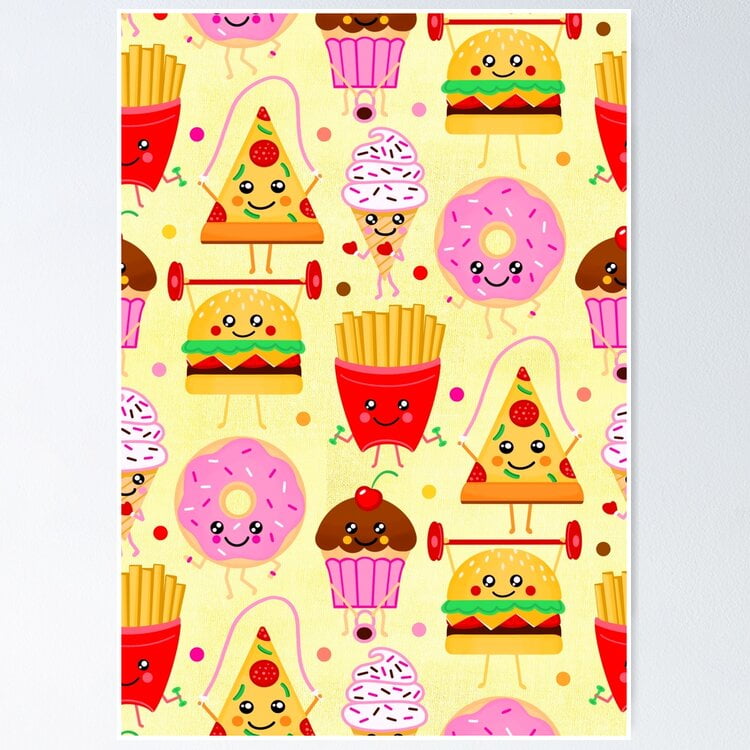 Poster Fit Fast Food Poster - No Framed, Vintage Wall Art, Trendy Retro ...