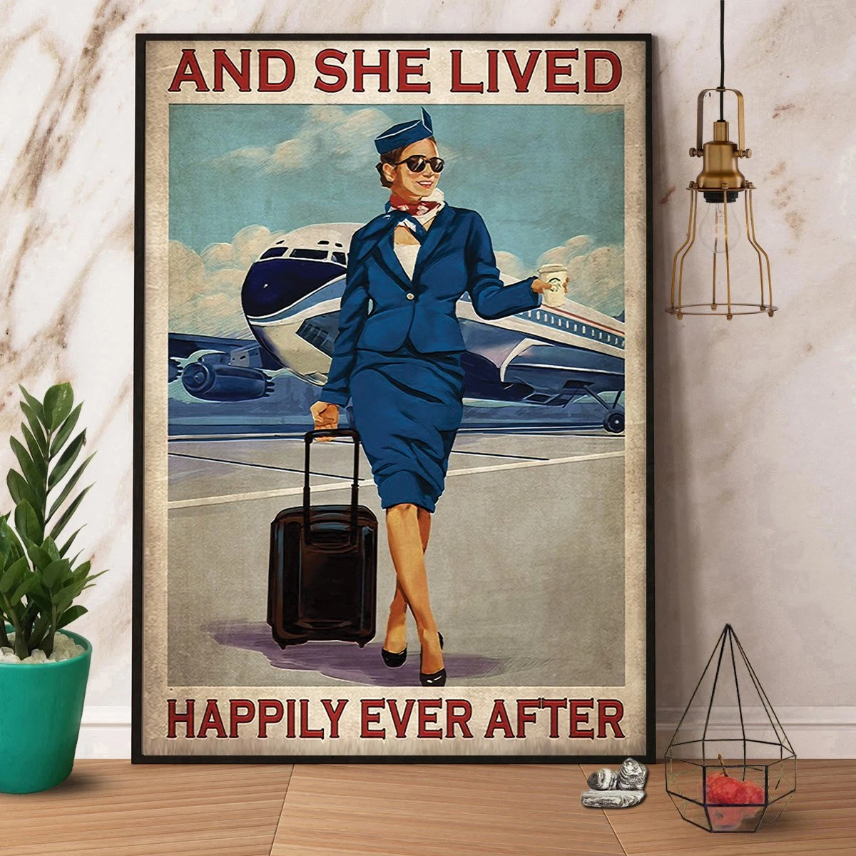 Poster Flight Attendant And She Lived Happily Ever After Paper No Frame ...