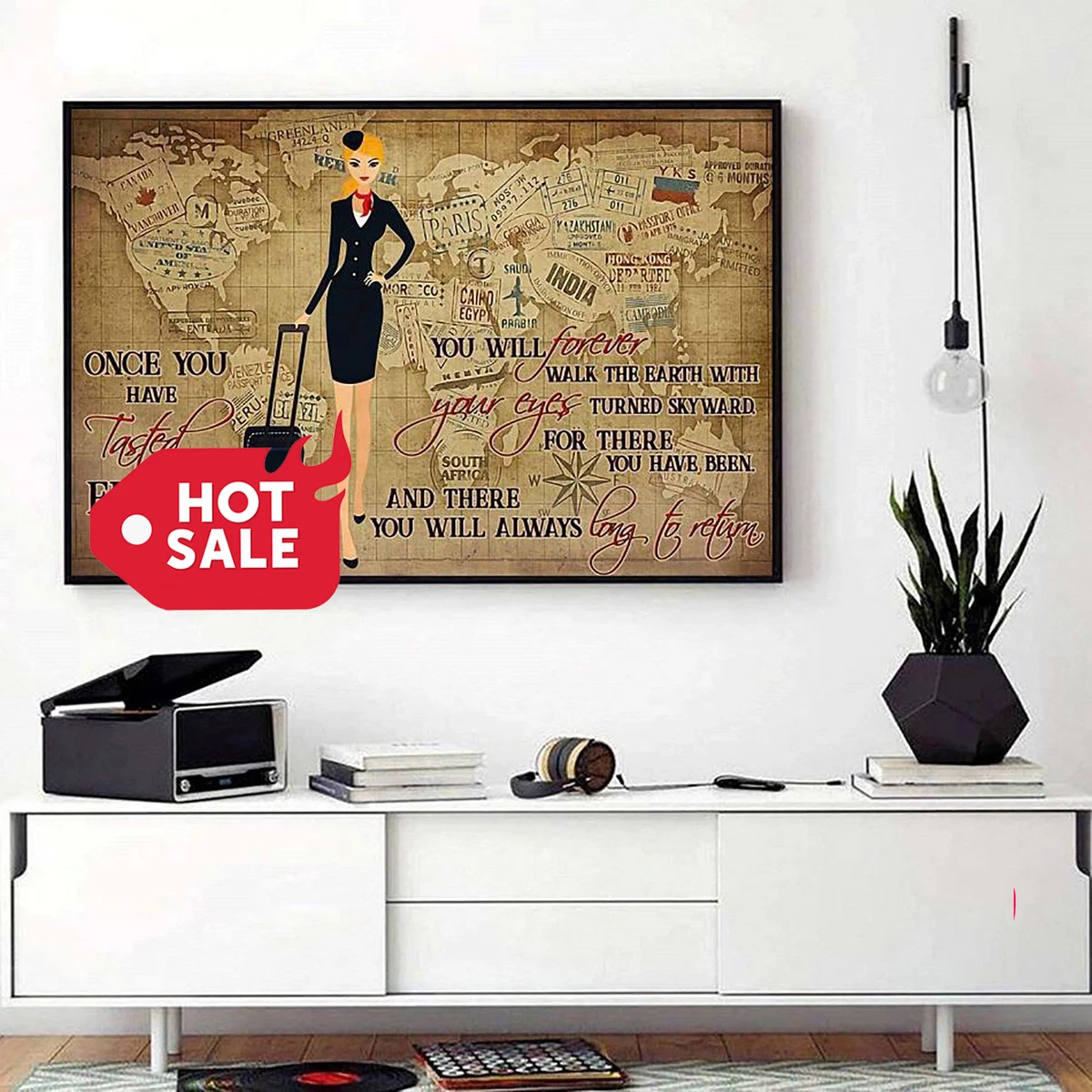Poster Flight Attendant Once You Have Tasted Flight Wall Art, Unframed ...
