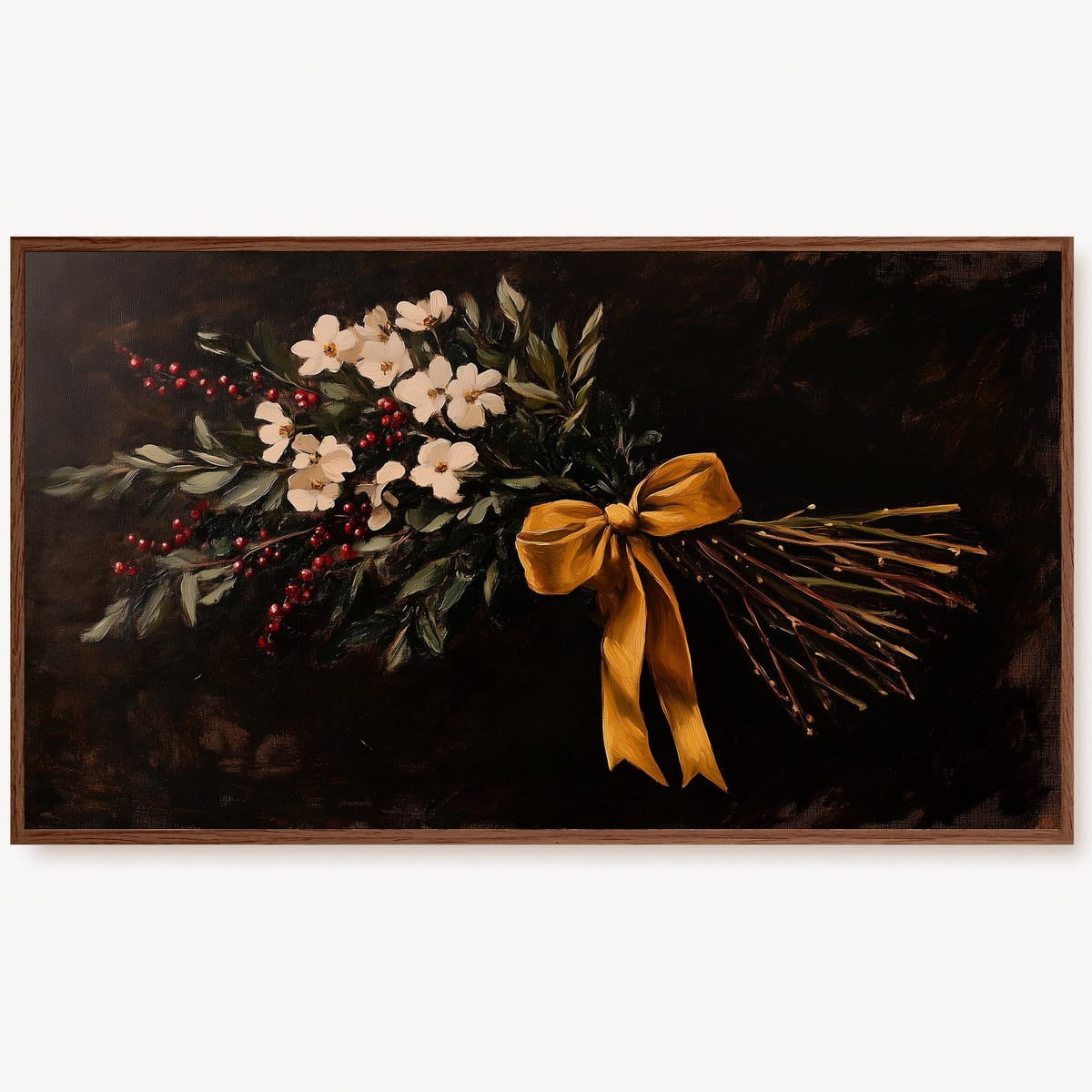 Poster Flower Painting Frame Tv Art For Smart 4K Tv Dark Floral Winter ...