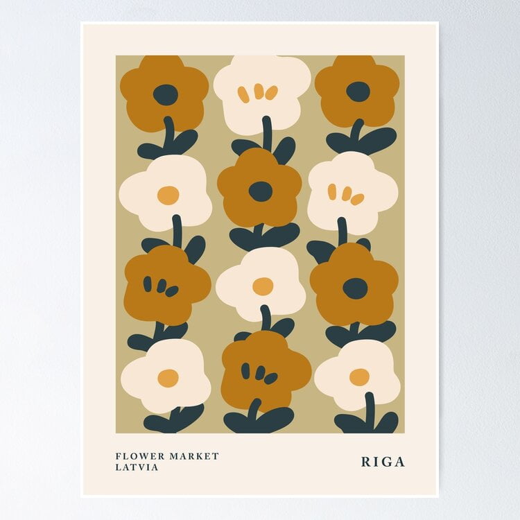 Poster Flower market, Riga, Aesthetic, Exhibition, Cottagecore decor, Abstract flowers ...