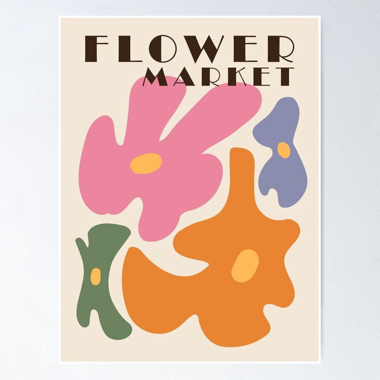 Poster Flower market print, Colorful retro print, Indie decor ...