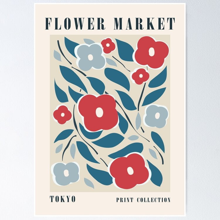 Poster Flower market print, Tokyo, Museum ,aesthetic, Flower art ...