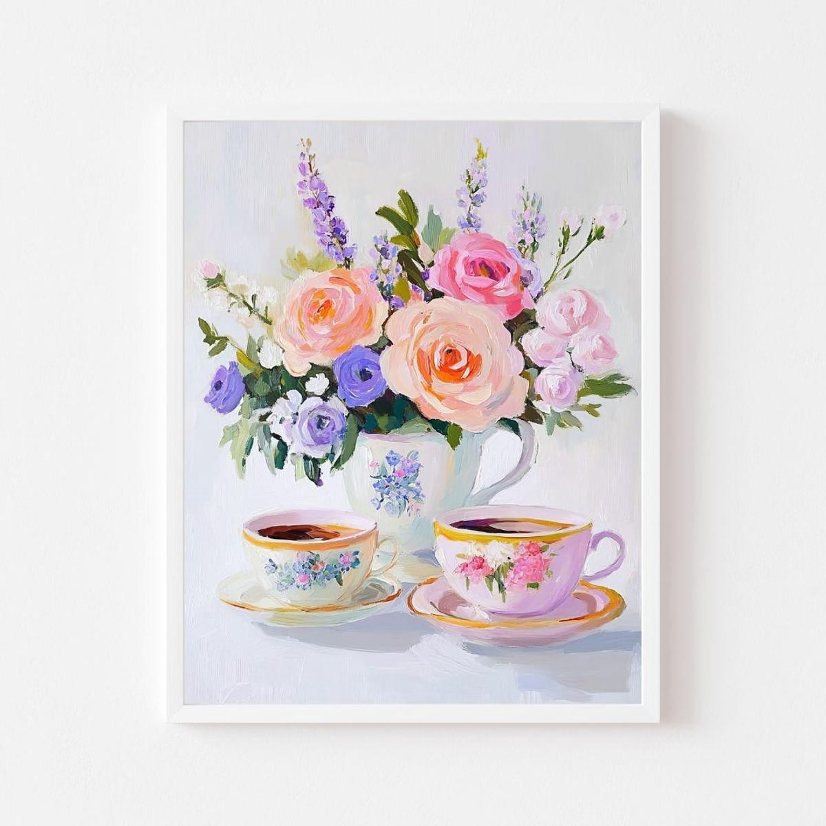 Poster Flowers In A Teapot Painting | Whimsical Pastel Floral Wall Art ...
