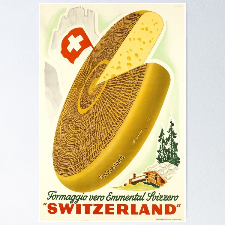 Poster Formaggio Vero Emmental Svizzero,Switzerland, Food Poster No ...