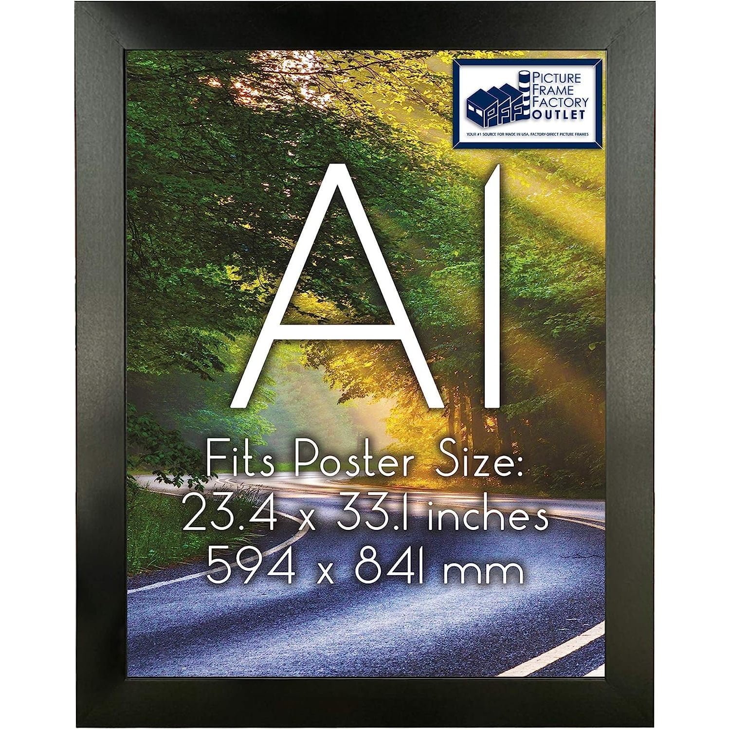 Poster Frame | A1 A2 A3 A4 A5 Sizes | 1.25 Inch Black Frame | Includes ...