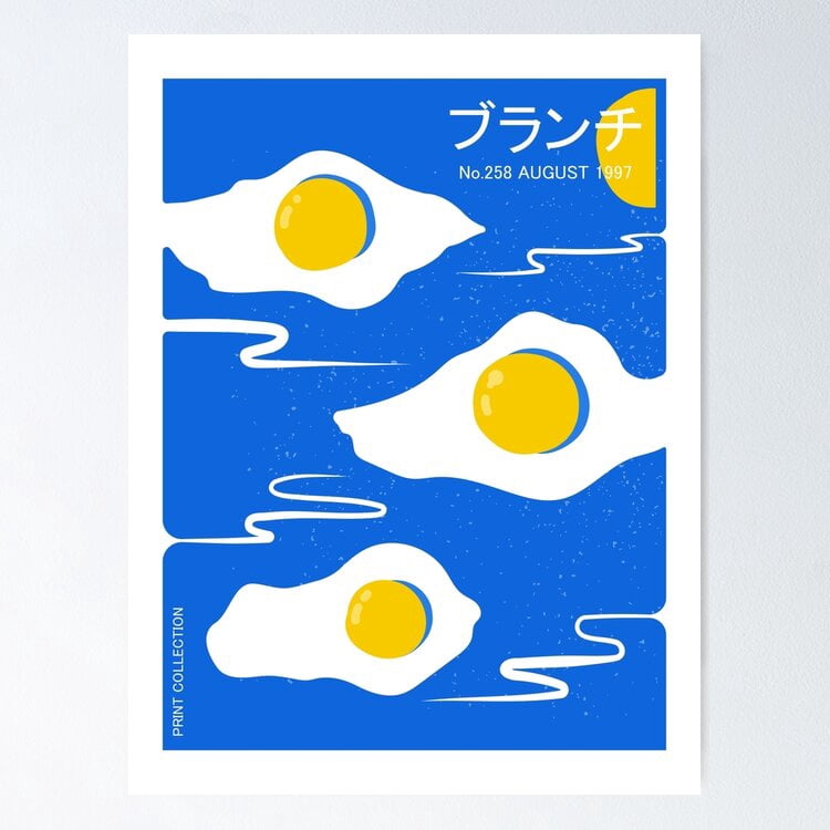 Poster Fried egg art print, Japanese ,aesthetic, Kitchen art ...