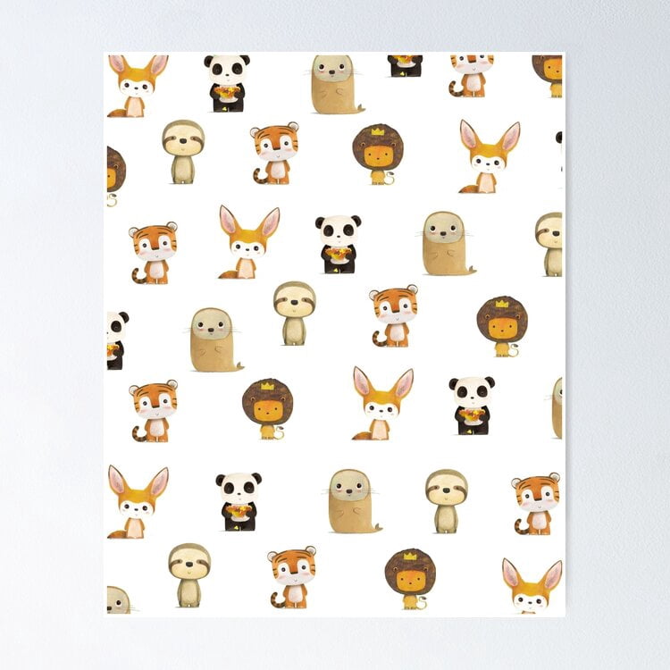 Poster Friends of the Zoo - Illustrated Animal Friends Lion, Panda ...