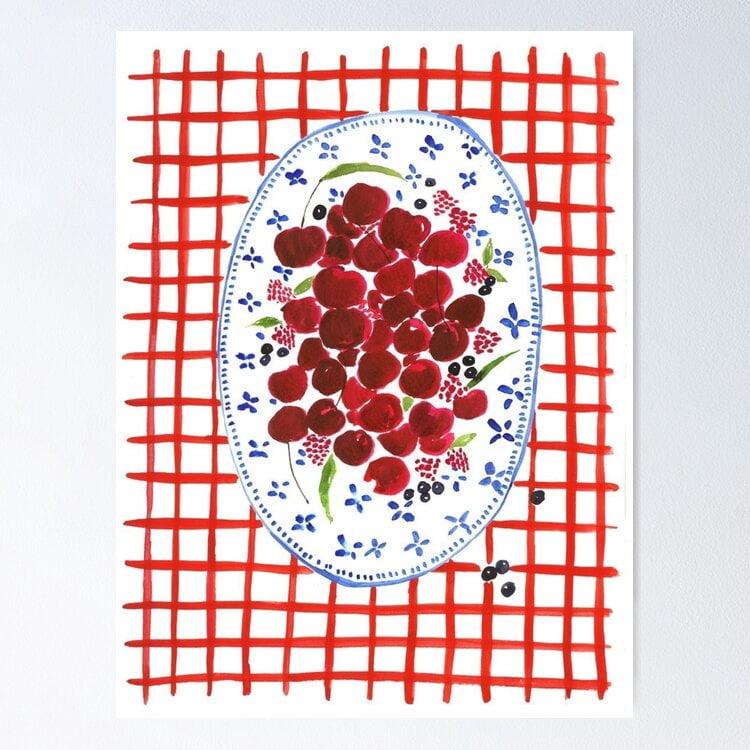 Poster Fruit Market, Cherry Print, Printable Wall Art, Abstract Art ...